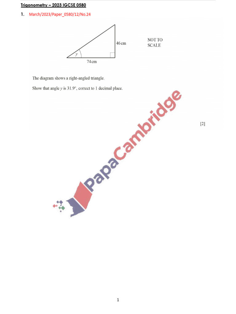 2023 Trigonometry IGCSE 0580 Math | PDF