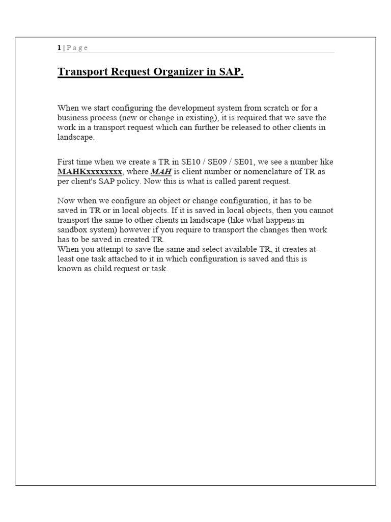 SAP Transport Request Organizer Guide | PDF | Computing | Software