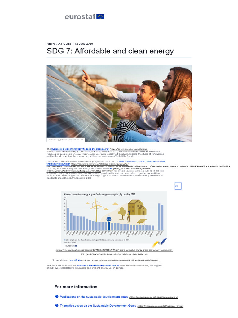 SDG 7 - Affordable and Clean Energy - News Articles - Eurostat | PDF ...