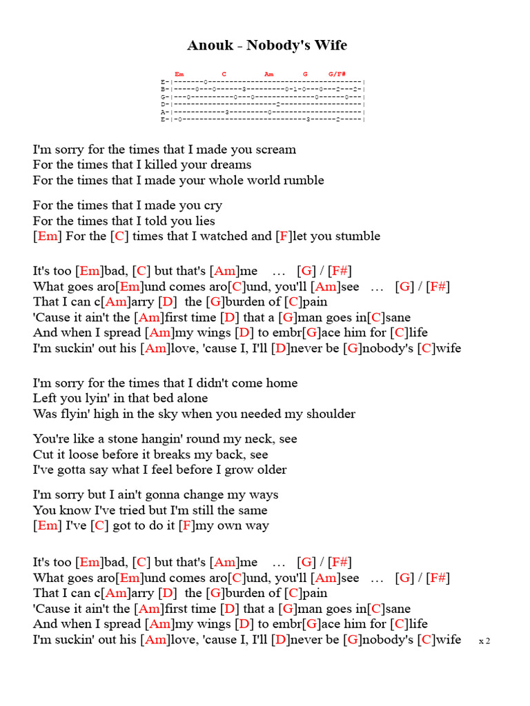 Anouk - Nobody's Wife | PDF