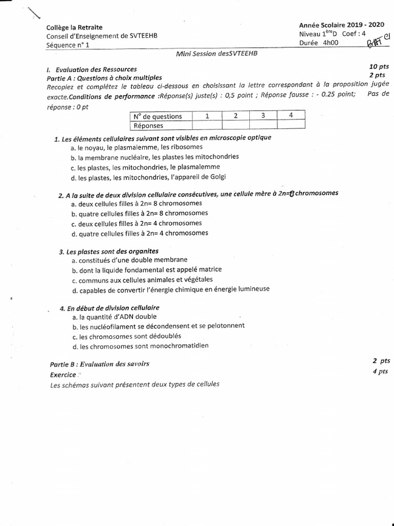 Coll Retraite Minisess SVT Seq1 PD 2020 | PDF
