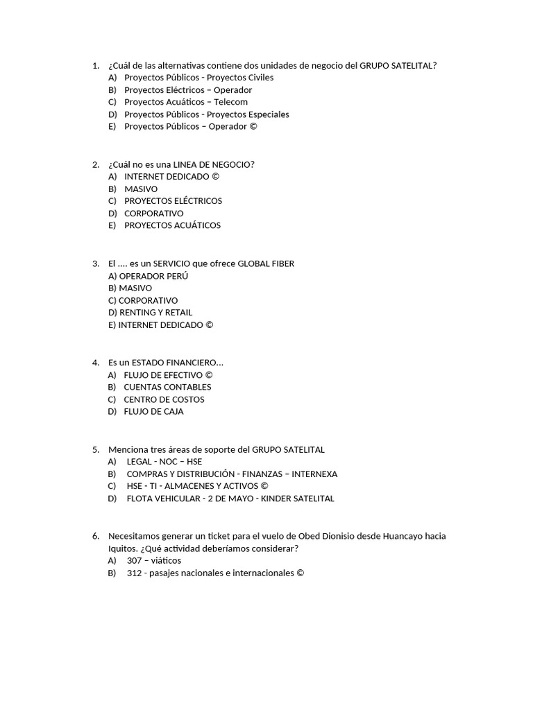 Preguntas sobre el Grupo Satelital | PDF | Industrias de servicio