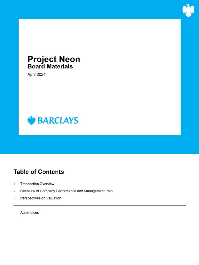 Barclays Investment Banking Presentation To Nuvei 2024.04 | PDF