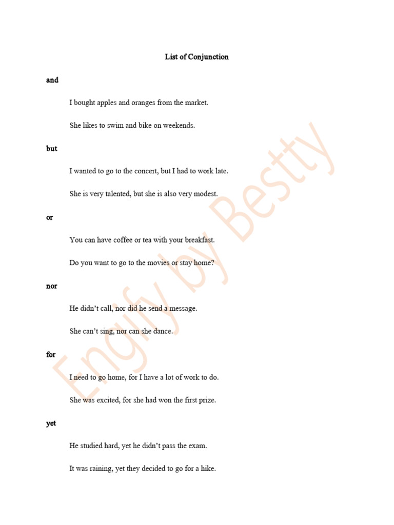List of Conjunction | PDF