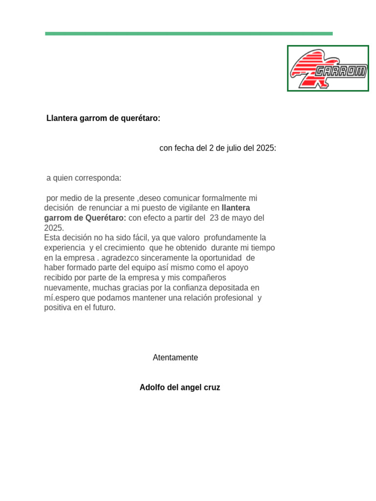 Carta - Documentos de Google | PDF
