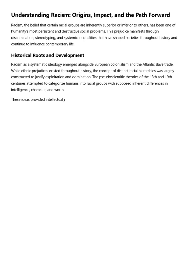 Understanding Racism - Origins, Impact, and The Path Forward | PDF