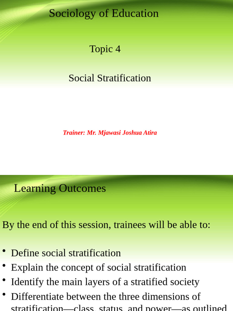 Topic 4 Power Point Presentation | PDF | Social Stratification | Social Status