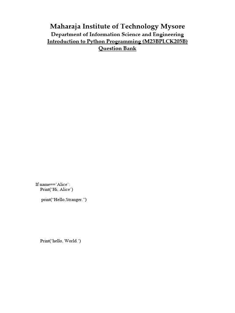 BPLCK205B Python Programming Questions | PDF