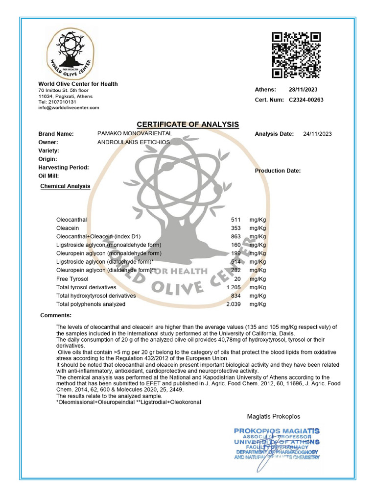 Pamako Monovarietal 2023 - 2024 NMR Phenolic Cert | PDF | Polyphenol ...