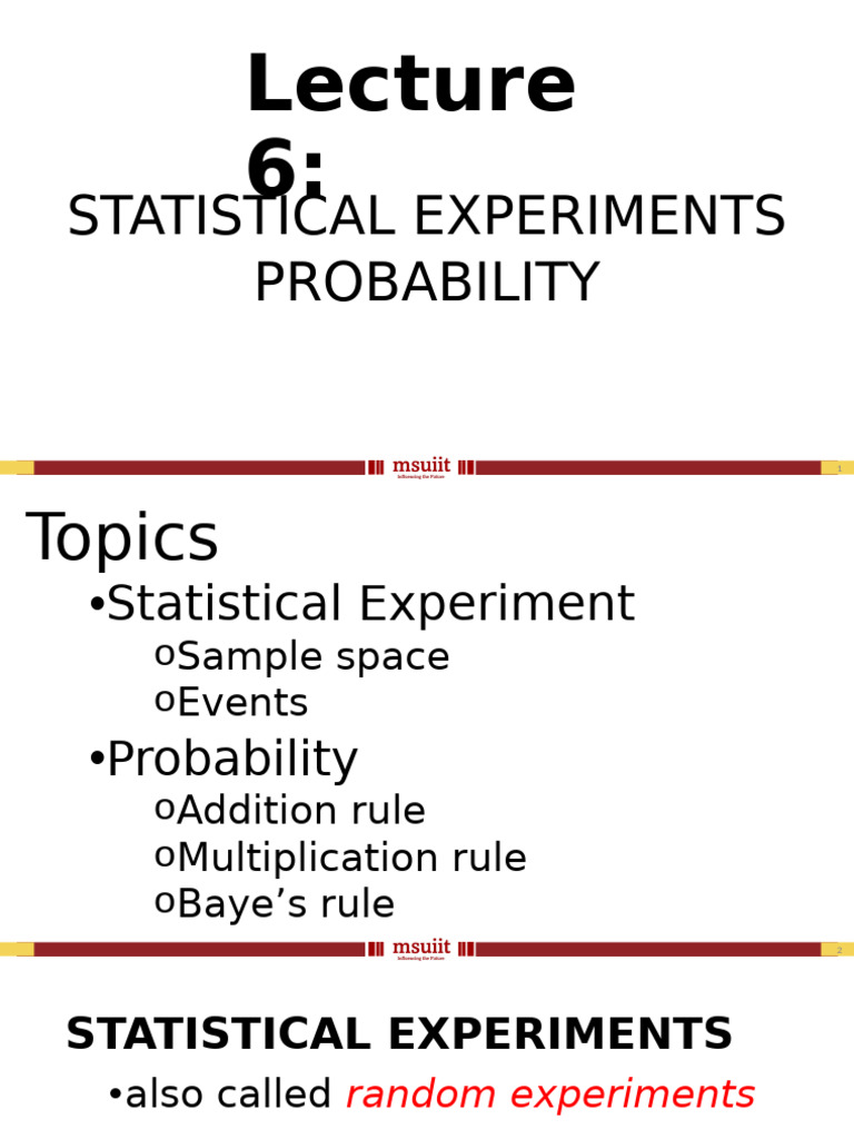 Lecture 6 Probability | PDF | Probability | Sampling (Statistics)