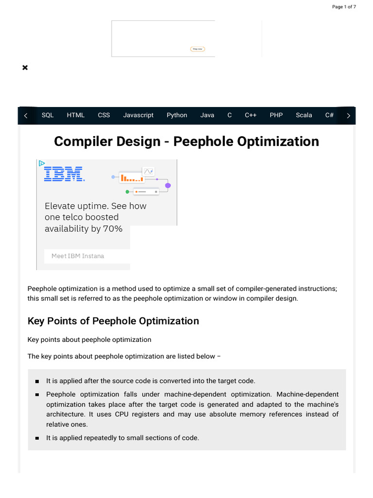 Peephole Optimization in Compiler Design | PDF | Program Optimization | Compiler