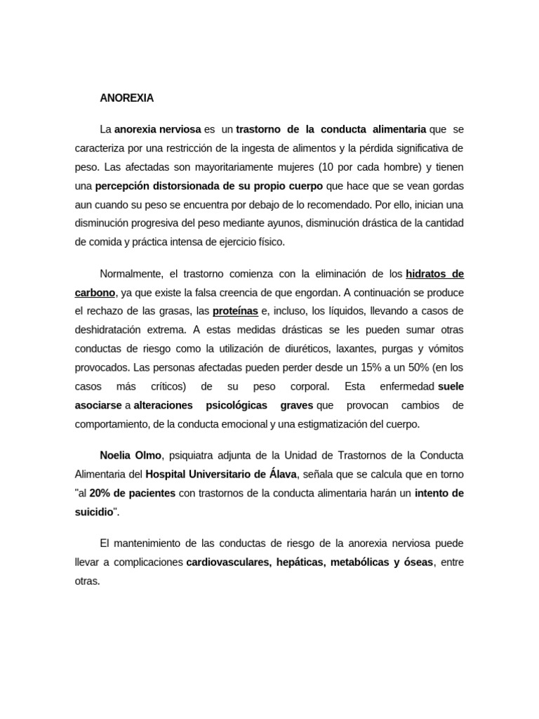 Anorexia: Causas, Síntomas y Tratamiento | PDF | Anorexia nerviosa ...