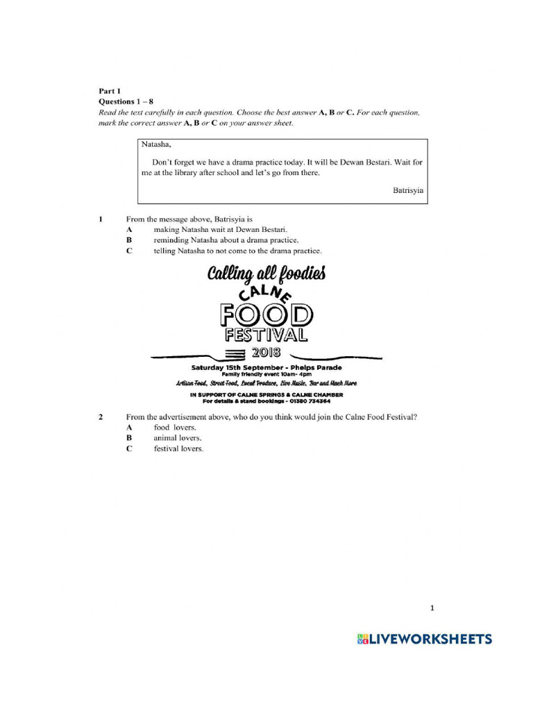 Form 1 English | PDF