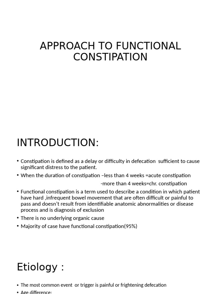 Approach To Functional Constipation | PDF | Constipation | Rectum