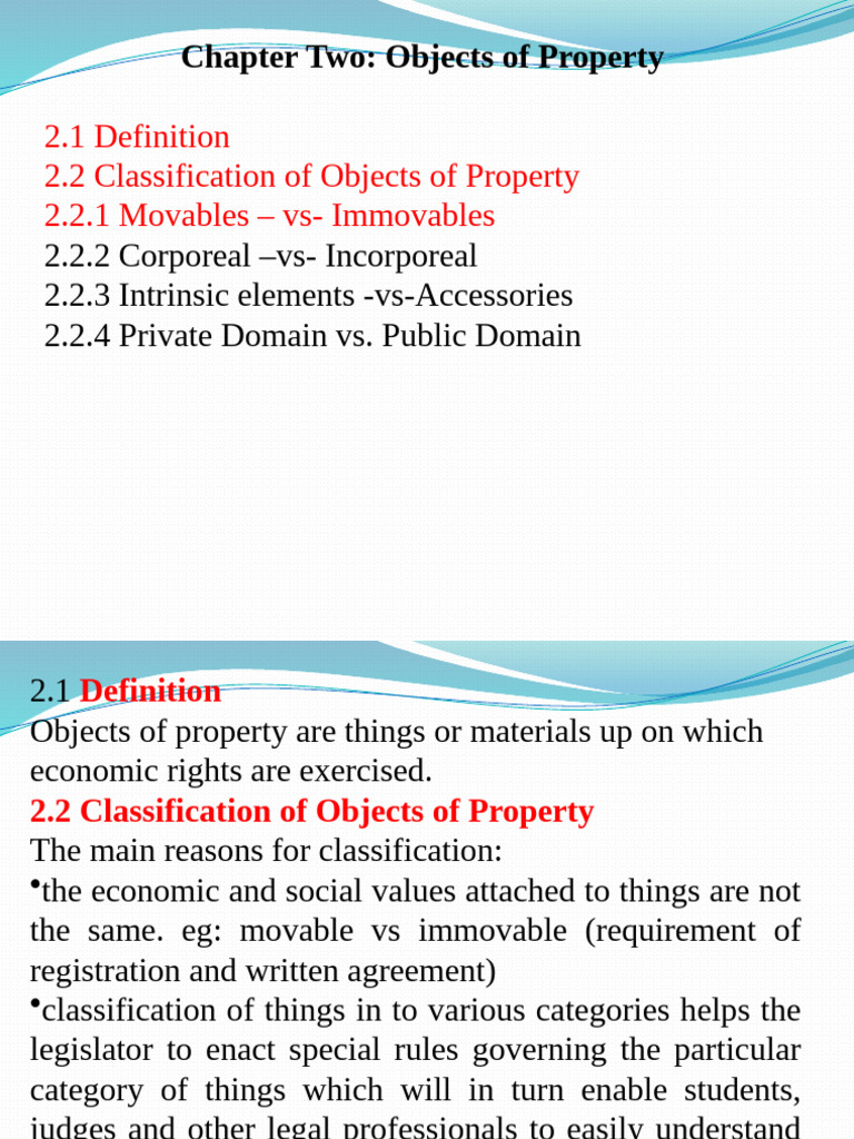 Classification of Property Objects | PDF | Property | Private Law