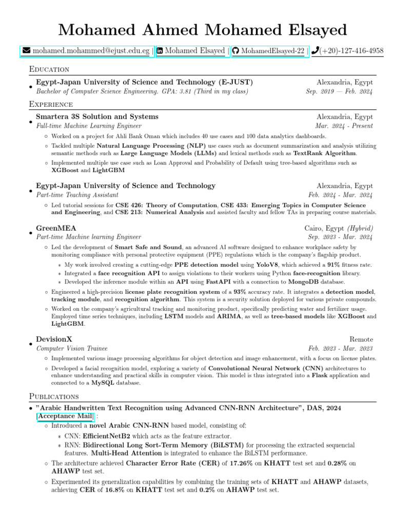 Mohamed Elsayed CV | PDF | Optical Character Recognition | Computer Vision
