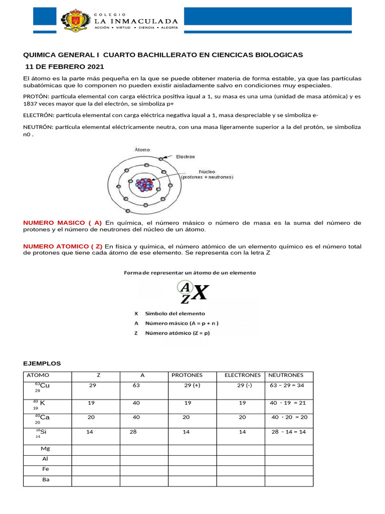 Quimica General I Protones, Electrones, Neutrones. | PDF