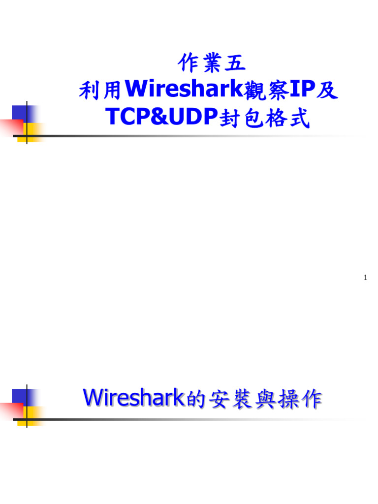 作業五 利用Wireshark觀察IP及TCP&UDP封包格式 | PDF
