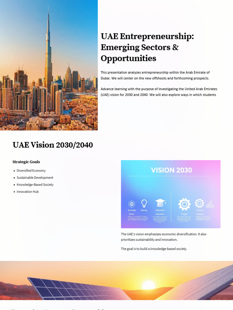 UAE Entrepreneurship: Emerging Sectors | PDF | Entrepreneurship ...