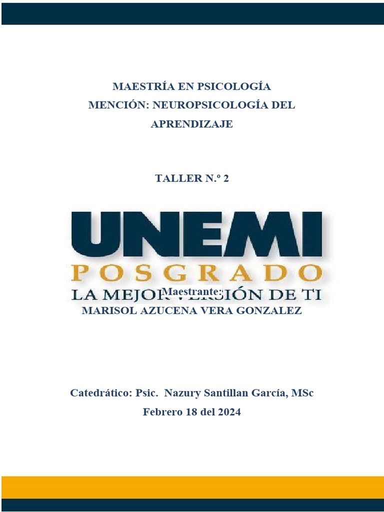 Marisol Vera Taller2 Individual | PDF | Desorden hiperactivo y deficit de atencion | Las emociones