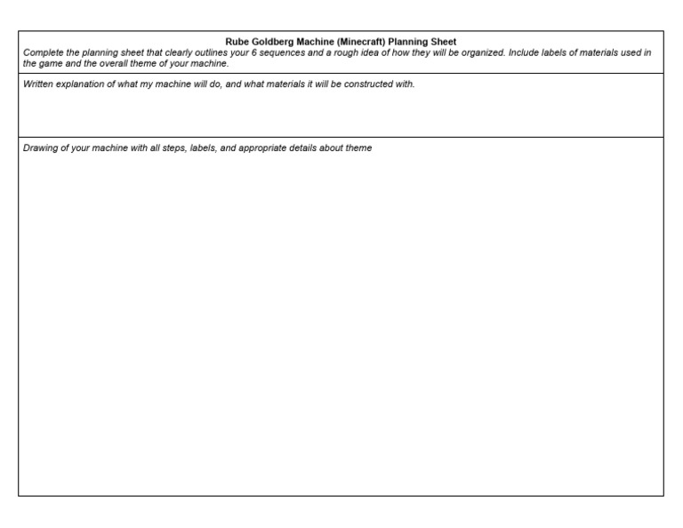 Rube Goldberg Planning Sheet | PDF