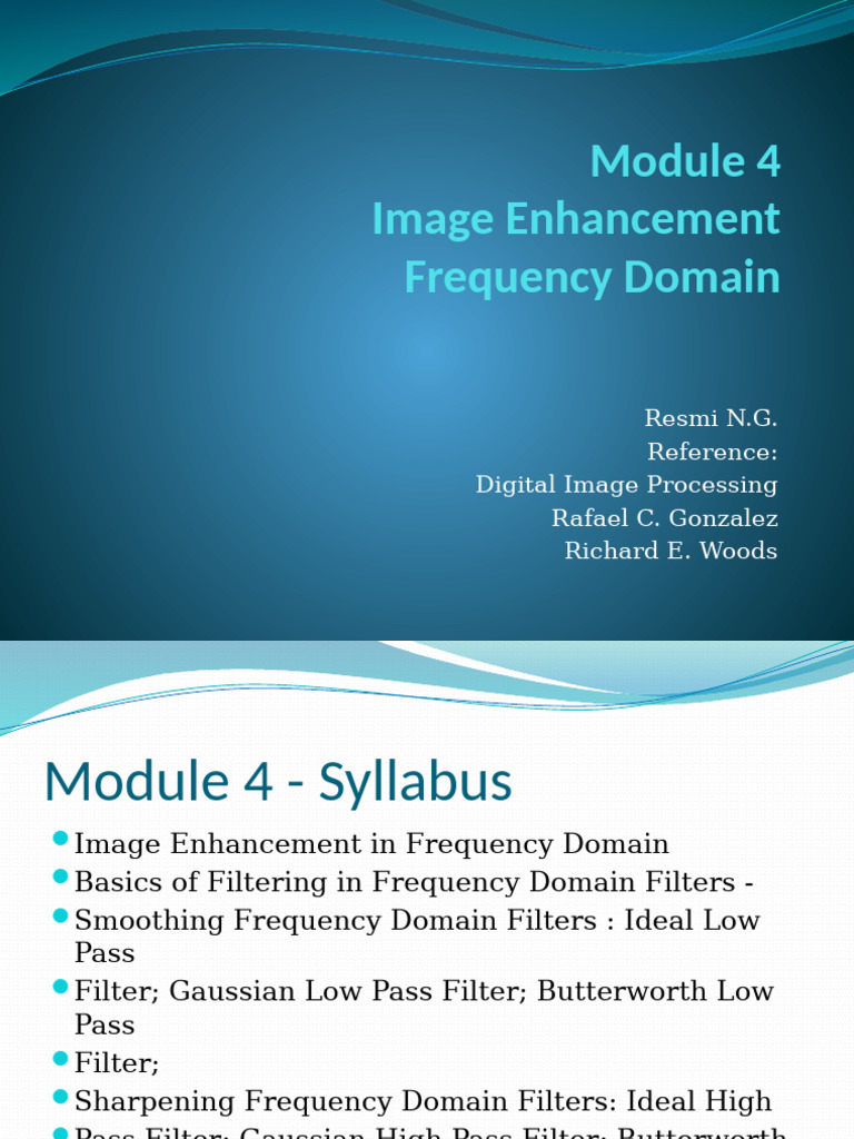Module 4 ImageEnhancement FrequencyDomain | PDF | Filter (Signal Processing) | Low Pass Filter