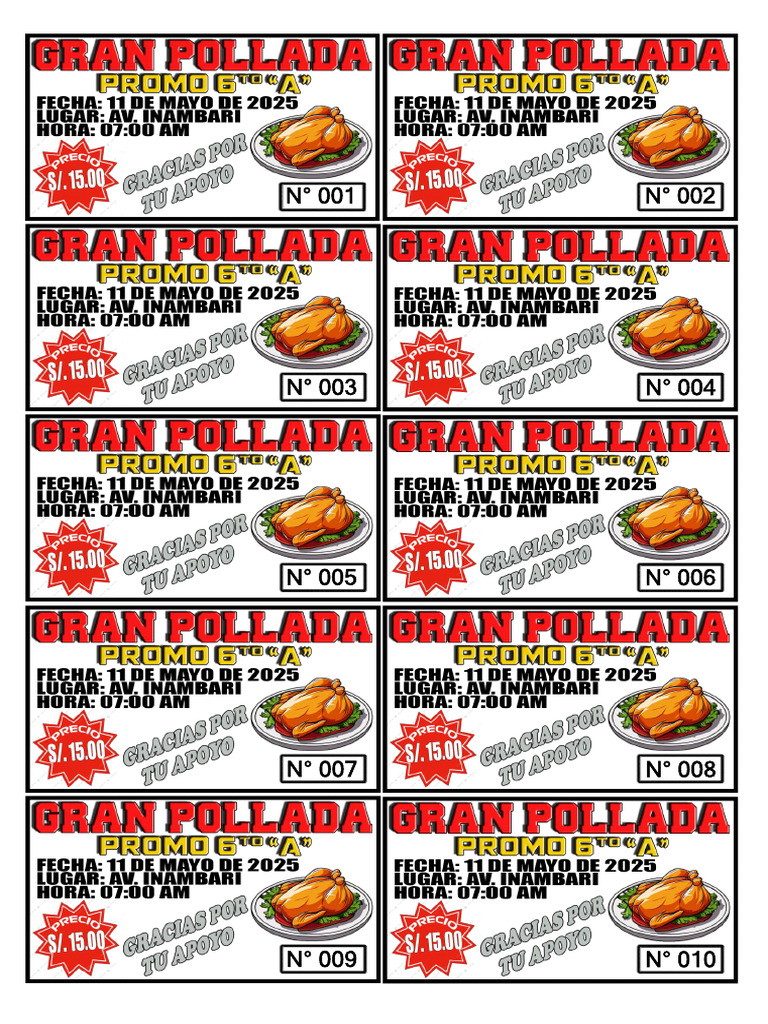 Gran Pollada Promocion 200 Boletos - Marcliust | PDF