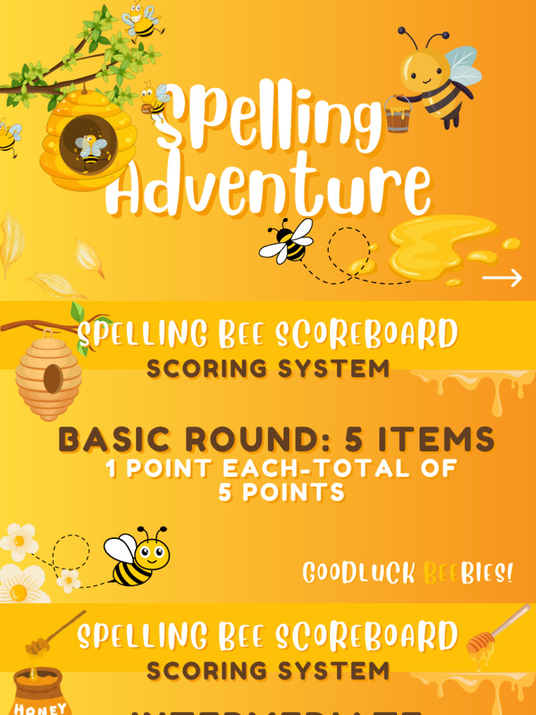 Spelling Game Kids Presentation in A Yellow and Orange 3D Style | PDF