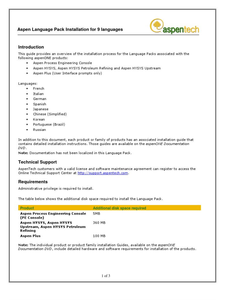 Aspen Language Pack Installation Guide | PDF | Command Line Interface ...