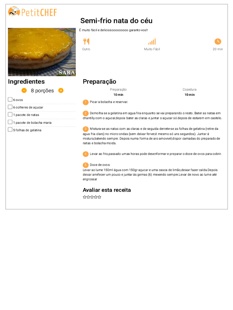 Semi-frio de Nata do Céu | PDF