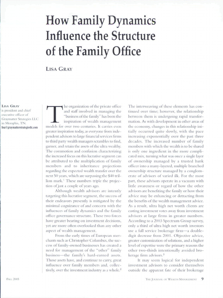 How Family Dynamics Influences Family Office Structure | PDF | Asset ...