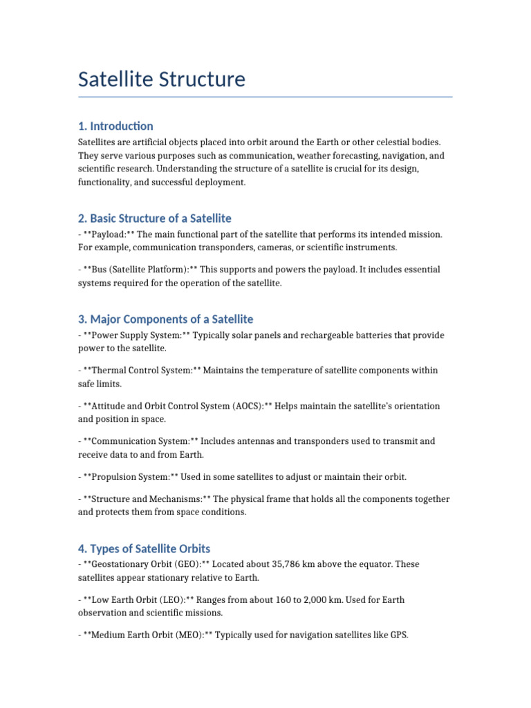 Satellite Structure Document | PDF