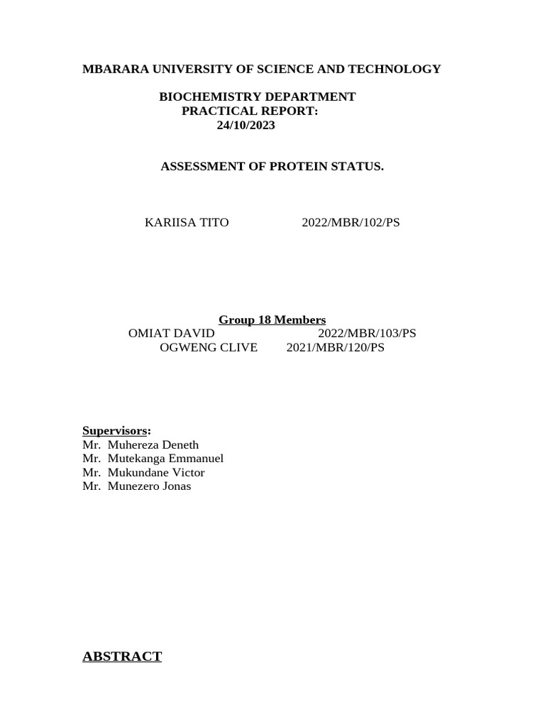 Template - Metabolism Report | PDF | Proteins