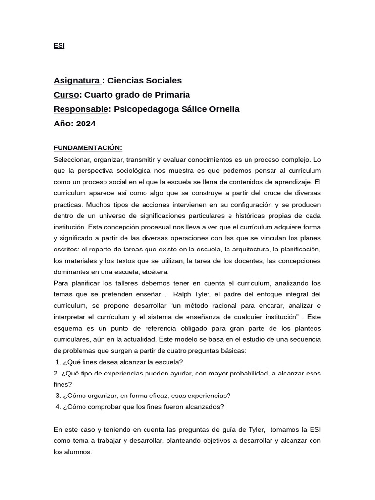 Taller Esi | PDF | La sexualidad humana | Plan de estudios