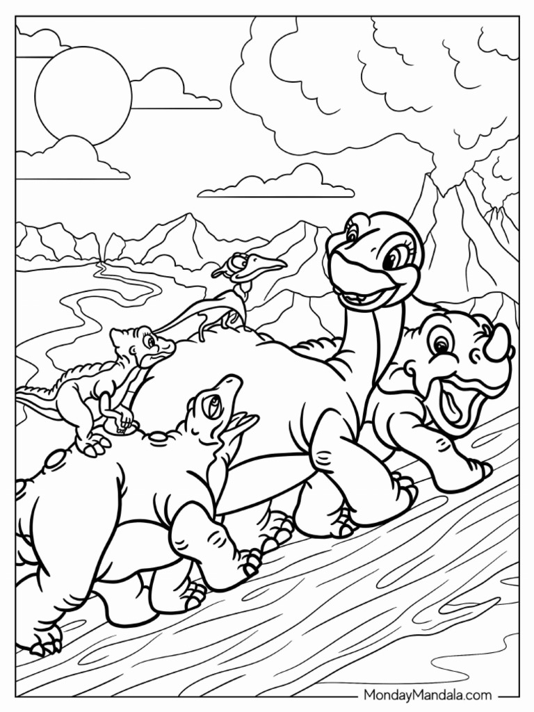 Land Before Time Littlefoot Cera Ducky Petrie and Spike Walking Up The ...