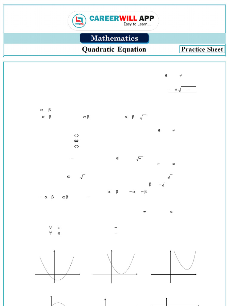 Key Concepts of Quadratic Equations | PDF | Quadratic Equation | Equations