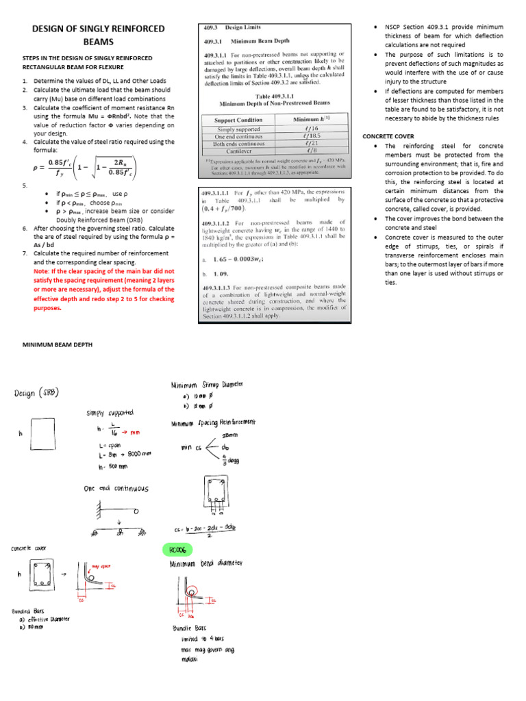 IV. Design of Singly Reinforced Beams | PDF | Beam (Structure) | Bending