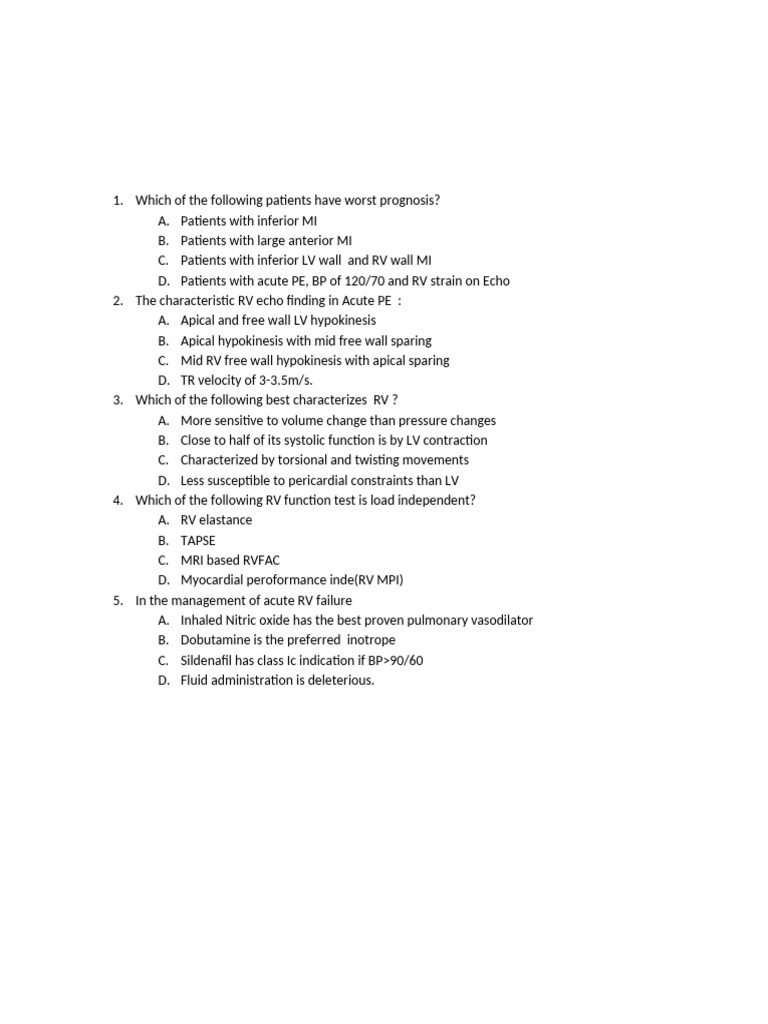 Pretest For RV Failure | PDF