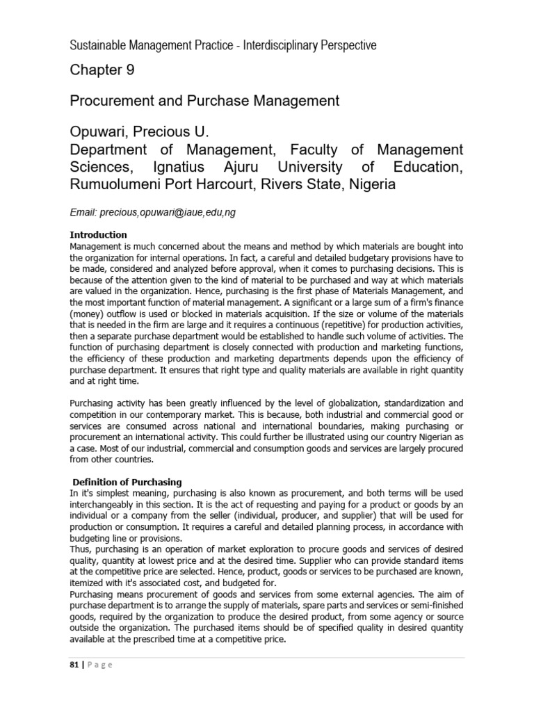 Procurement and Purchase Management | PDF | Procurement | Prices
