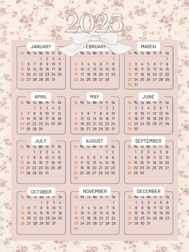 White and Blue Minimalist Watercolor 2025 Calendar A4 Document PDF | PDF