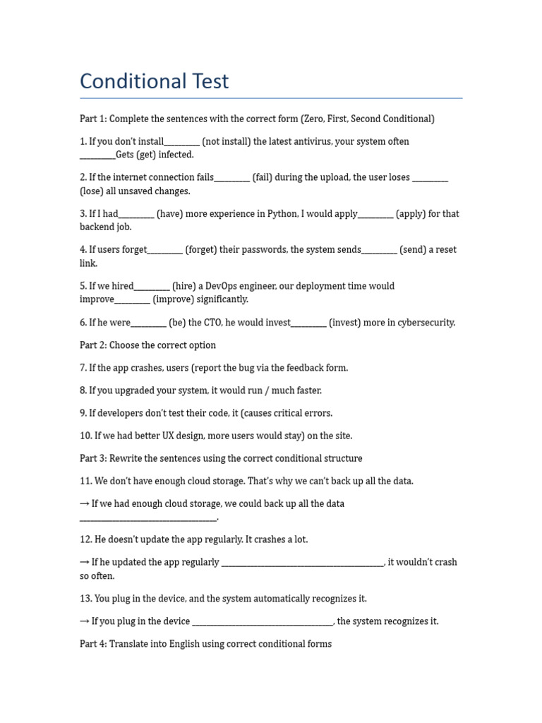 Conditional Test | PDF