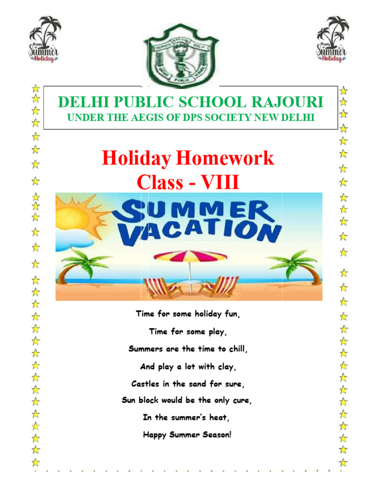 Holiday Homework Class VIII | PDF | Perfect (Grammar) | Grammatical Tense