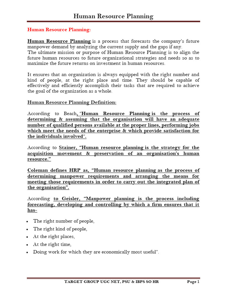 What Is Human Resource Planning | PDF | Human Resources | Human ...