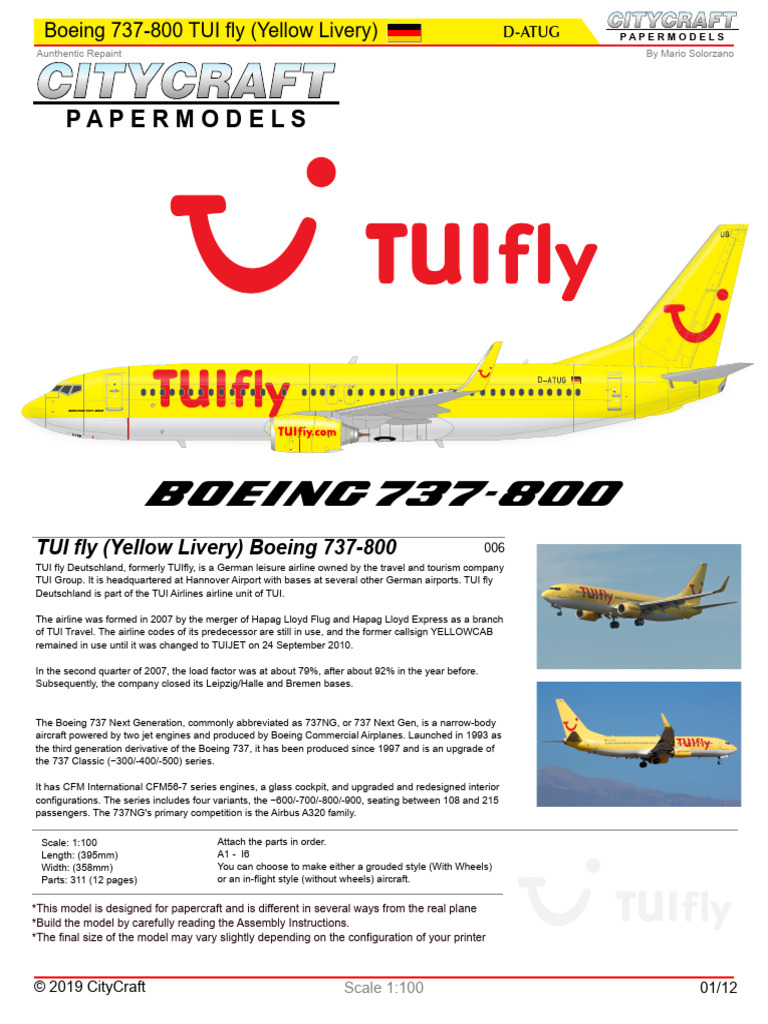 Boeing 737-800 - TUI Fly | PDF | Jet Aircraft | Aircraft