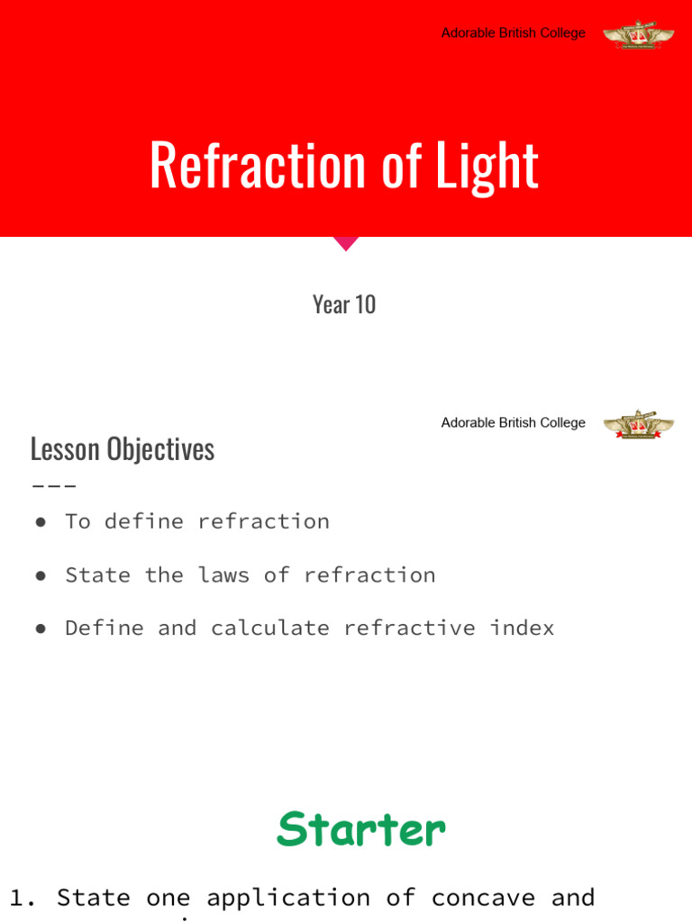 Refraction (Lesson 3) | PDF | Refraction | Refractive Index