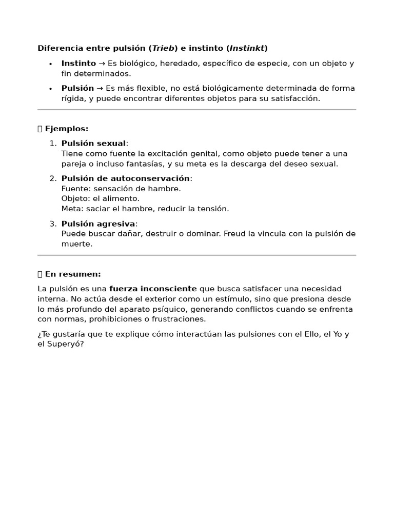 Diferencia Entre Pulsión | PDF
