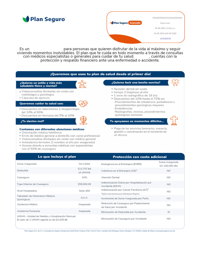 Plan de Salud Integral y Seguro Financiero | PDF