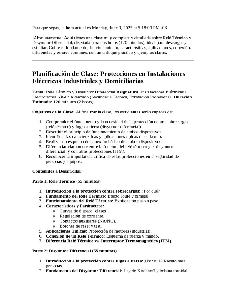 Rele Termica y Disyunto | PDF | Relé | Corriente eléctrica