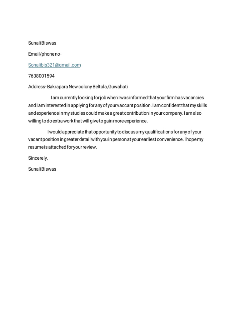Cover Latter | PDF