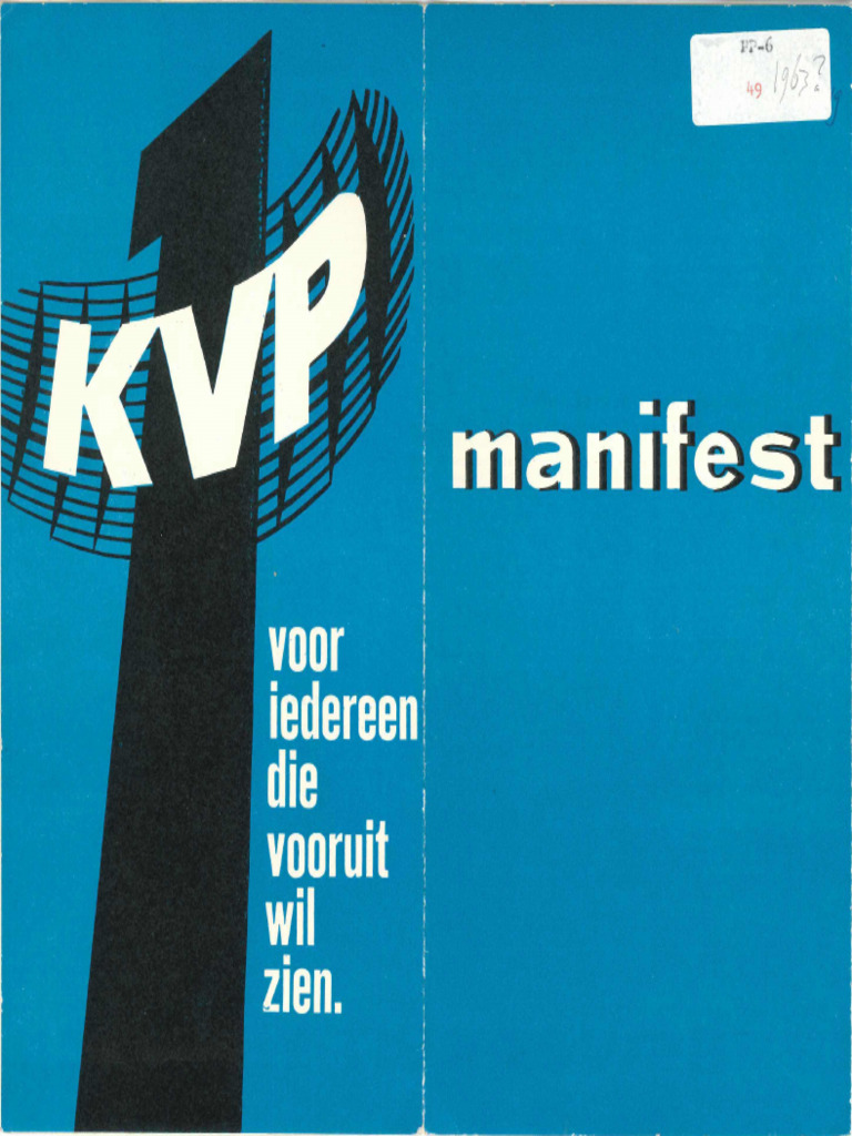 KVP - Voor Iedereen Die Vooruit Wil Zien - Manifest 1963 | PDF
